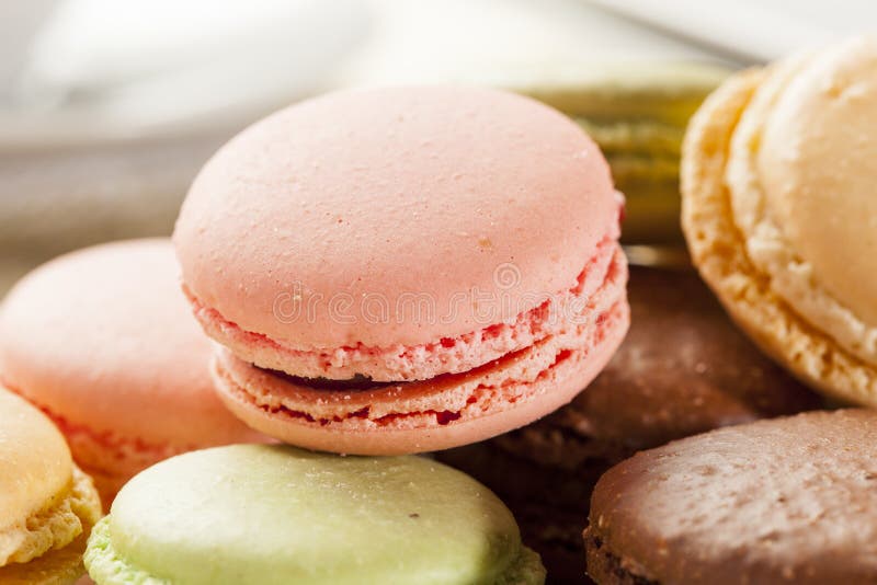 Gourmet Colored Macaroon Cookies Stock Photo - Image of flavor, pink ...