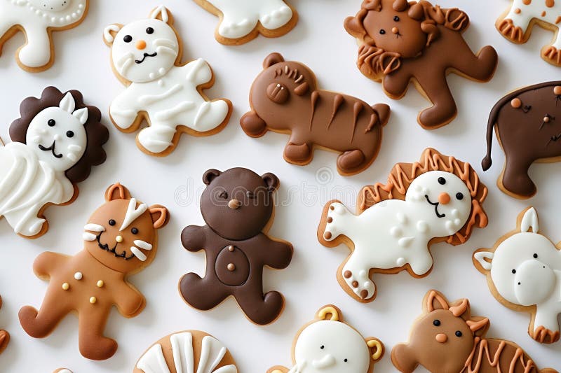 Gourmet Cookies Shaped Like Animals. Stock Illustration - Illustration ...