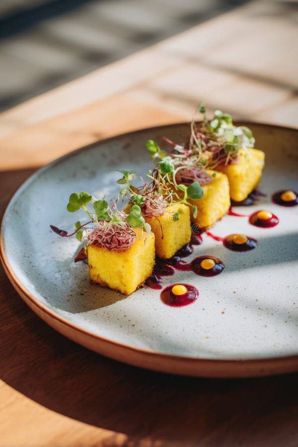Gourmet Corn Dish with Microgreens and Creative Plating for Culinary ...