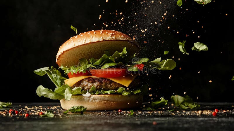 Gourmet Deconstructed Burger Ingredients Display for Culinary ...