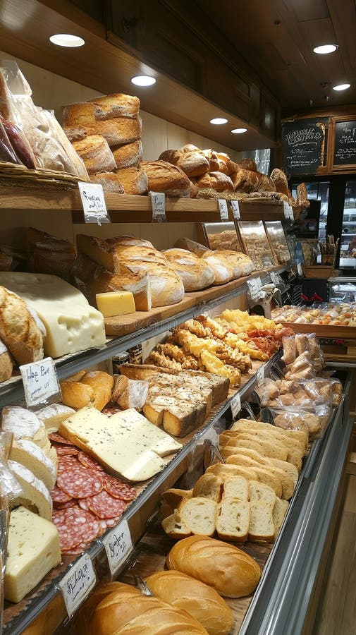 A Gourmet Deli with Fresh Bread, Cheeses, and Meats. Pic Stock Image ...