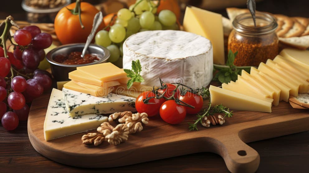 Gourmet Delight - an Artful Array of Cheeses and Grapes. Generative AI ...