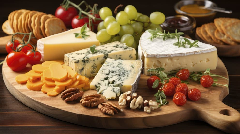 Gourmet Delight - an Artful Array of Cheeses and Grapes. Generative AI ...