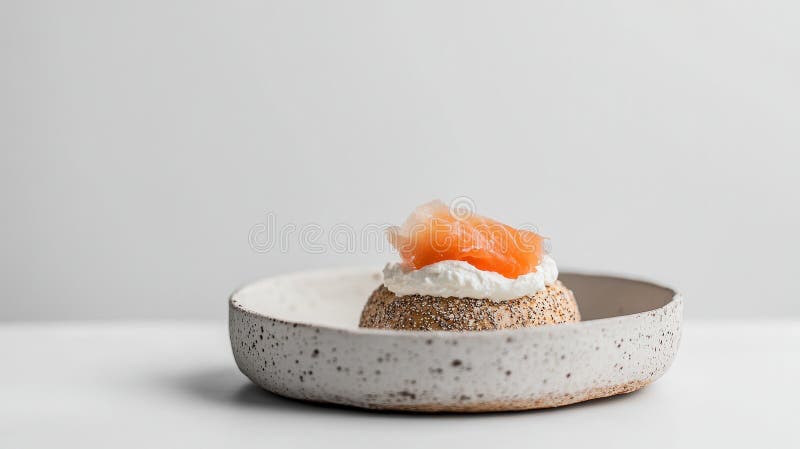 A Gourmet Dessert Featuring Cream and a Fruit Topping on a Textured ...