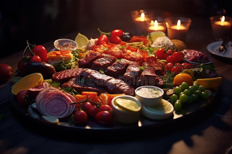 Gourmet Dinner Platter Appetizers. Generate Ai Stock Photo - Image of ...