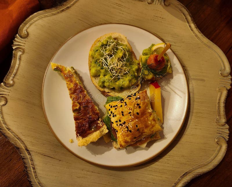 Gourmet Dish with Assorted Snacks Stock Photo - Image of creative ...