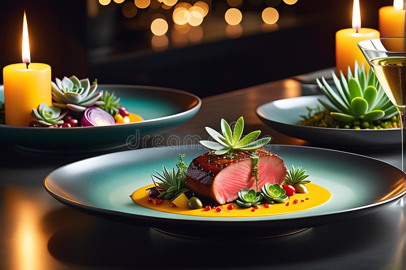 Gourmet Dish Elegantly Presented on Fine Dining Tableware - Gastronomic ...