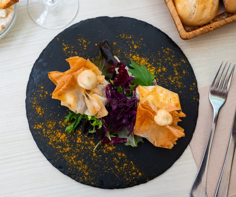 Delicious Portion of Sachets Filled with Pasta Meat and Vegetables ...