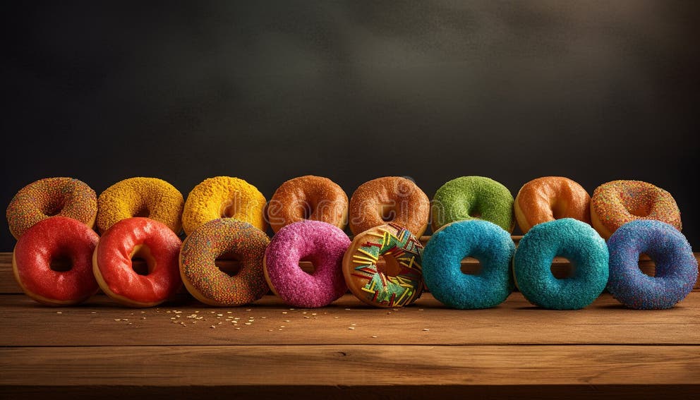 Gourmet Donut Stack, Chocolate Icing, Fresh Fruit Generated by AI Stock ...