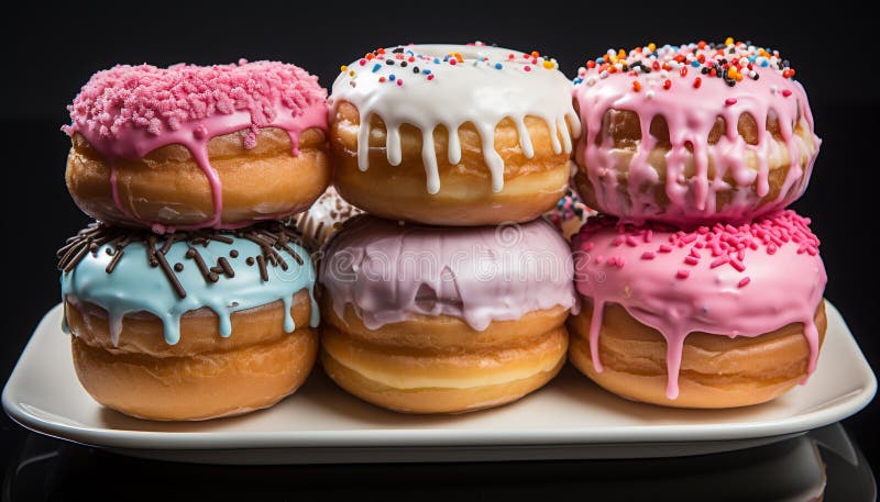 Gourmet Donut Stack, Fresh and Tempting, a Sweet Indulgence Generated ...