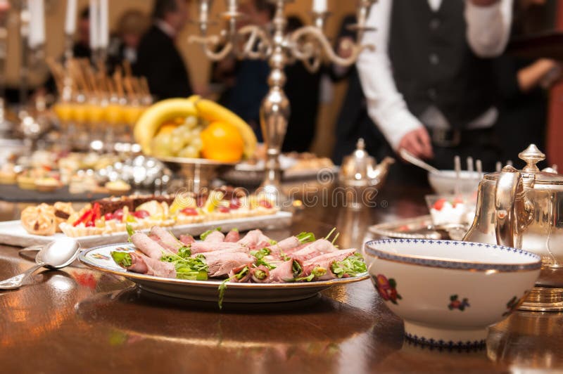 Gourmet feast table stock photo. Image of gastronomical - 65117780