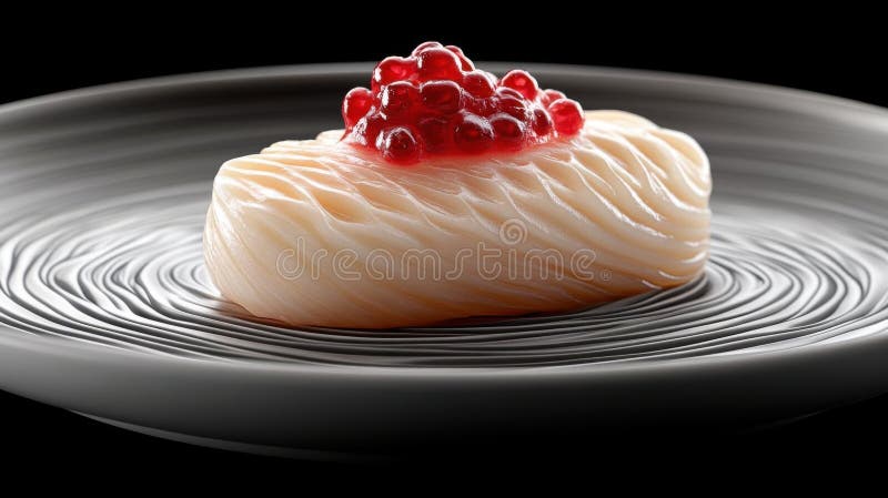Gourmet Fish Dish with Red Caviar Stock Image - Image of premium ...