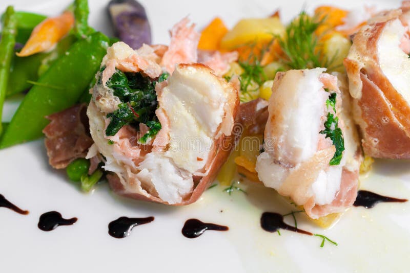 Gourmet Fish Food stock image. Image of fresh, bass, orange - 32058549