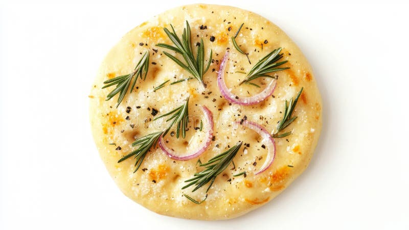 Gourmet Flatbread with Red Onion and Rosemary for Culinary Design Stock ...