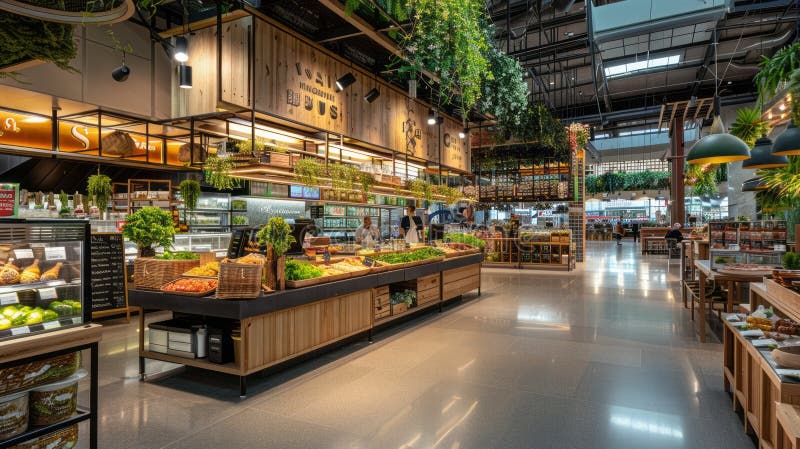 Gourmet Food Hall stock illustration. Illustration of break - 314807965