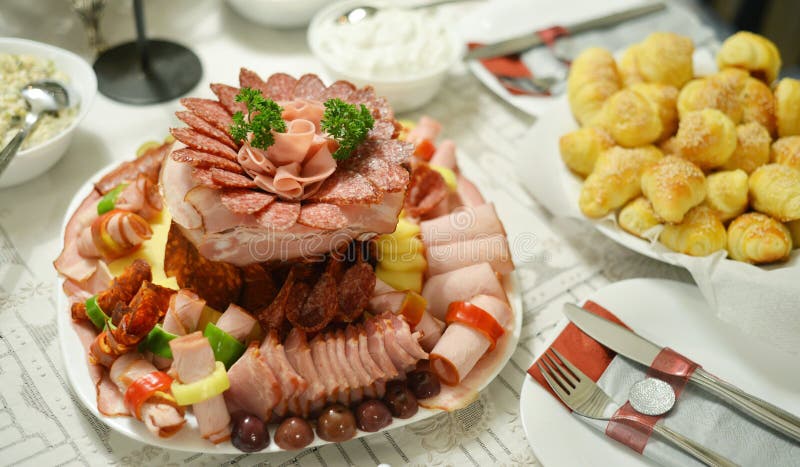 Gourmet Food, Table,cold Cuts Stock Image - Image of fancy, festive ...