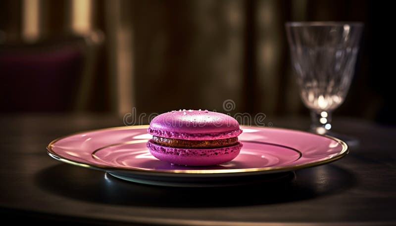 Gourmet French Dessert Stack on Elegant Pink Plate Generated by AI ...