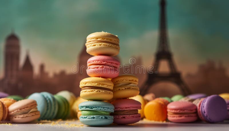 A Gourmet French Macaroon Stack, Multi Colored and Sweetly Delicious ...