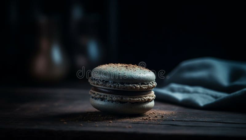Gourmet French Macaroons Stack on Rustic Wood Generated by AI Stock ...