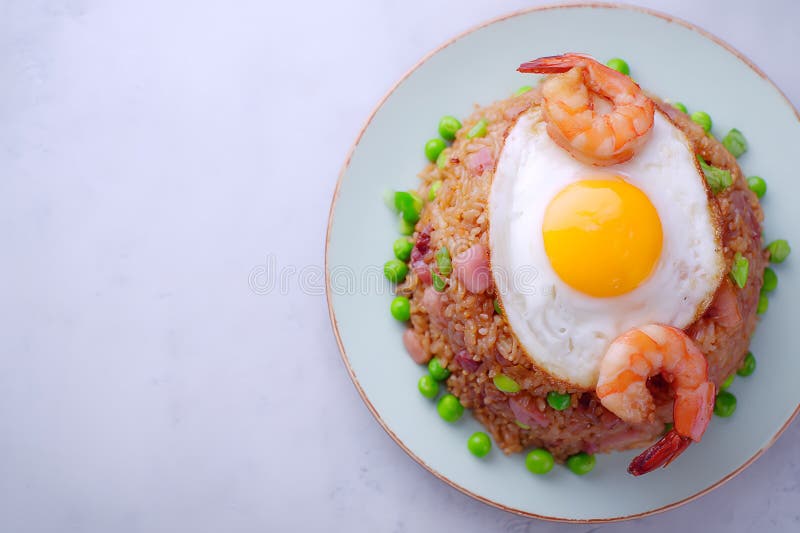 Gourmet Fried Rice with Egg and Shrimp Stock Image - Image of delicious ...