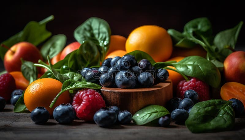 A Gourmet Fruit Salad with Multi Colored Berries and Citrus Fruits ...