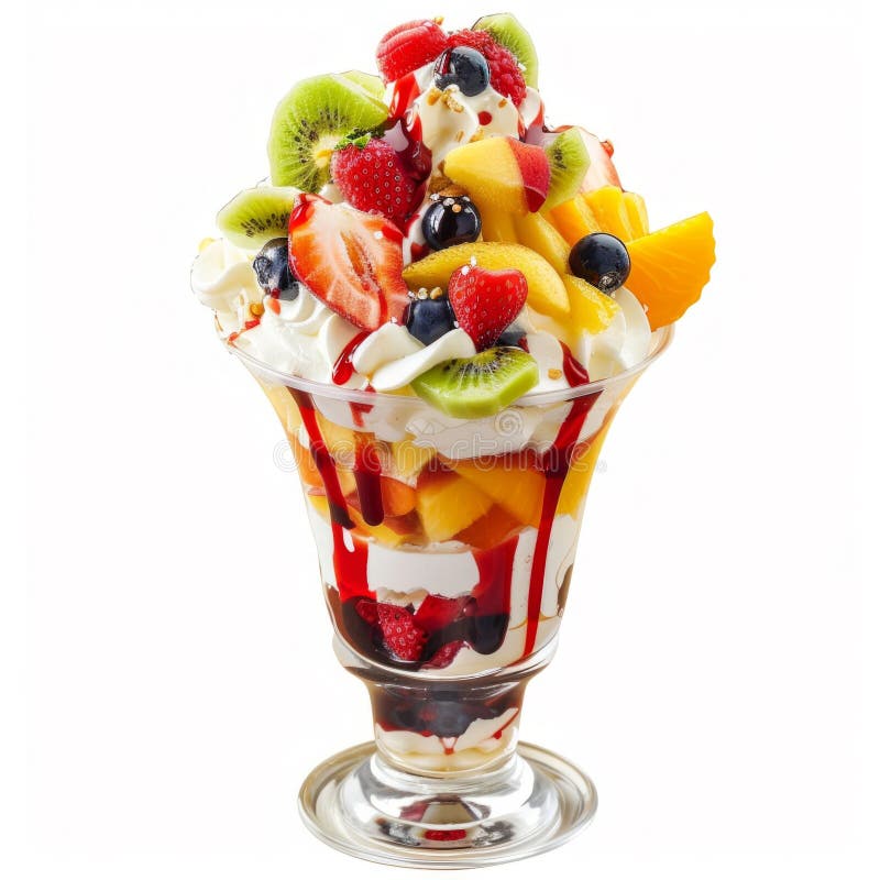 Gourmet Fruit Sundae with Chocolate Drizzle. Generative Ai Stock ...
