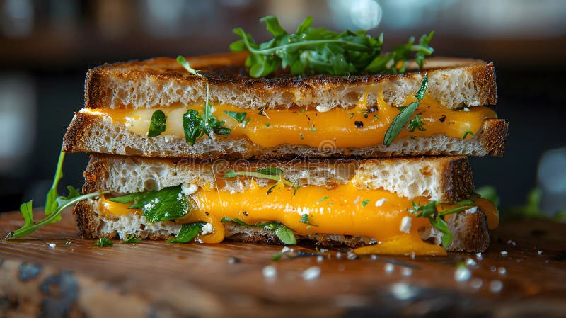 Gourmet Grilled Cheese with Multiple Cheeses Stock Illustration ...