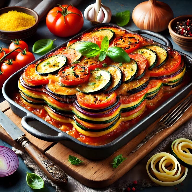 Gourmet Grilled Vegetable Stack Stock Illustration - Illustration of ...