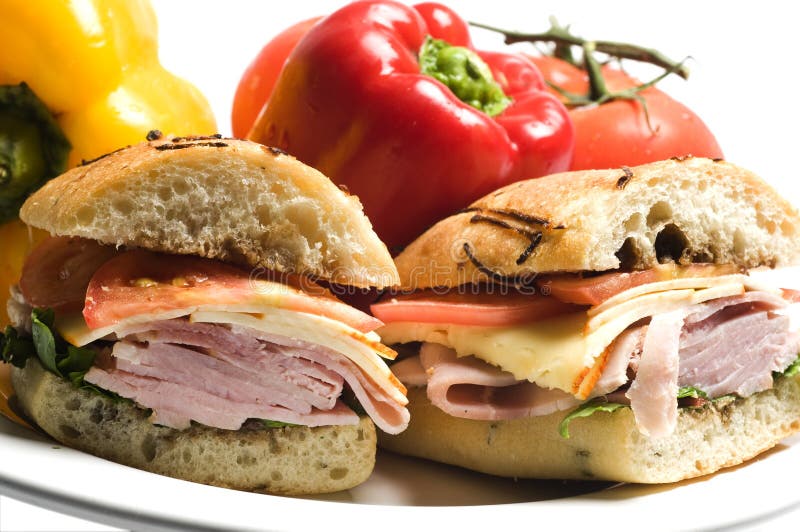 Gourmet ham sandwich stock photo. Image of lettuce, white - 7178910