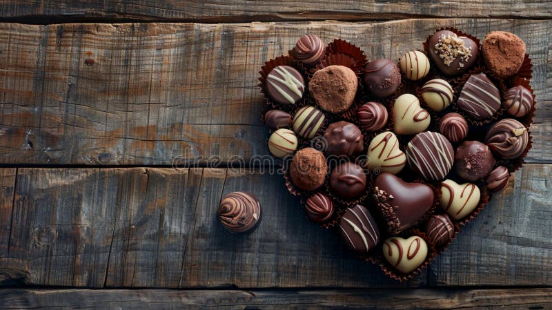 Gourmet Handmade Round Assorted Chocolates in a Heart Shape Stock ...