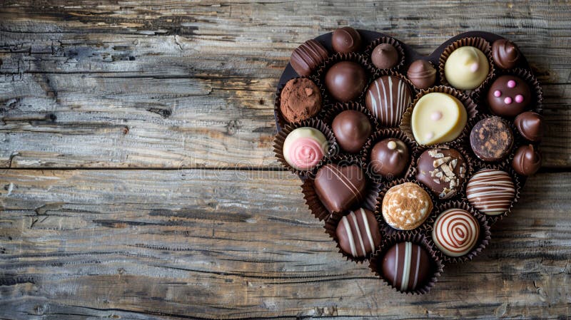 Gourmet Handmade Round Assorted Chocolates in a Heart Shape Stock ...