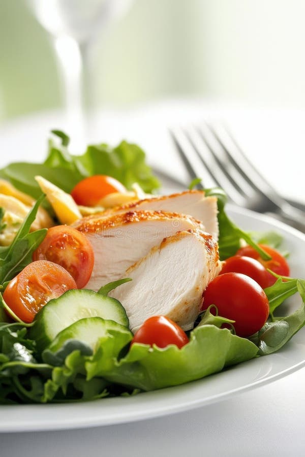 Gourmet Healthy Meal Artfully Presented on a White Plate in an Elegant ...