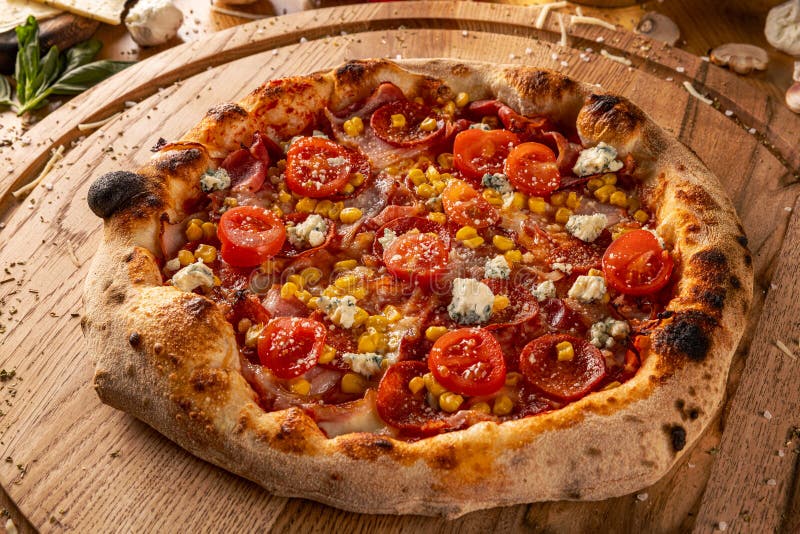 Gourmet homemade pizza stock photo. Image of baked, dinner - 323854394