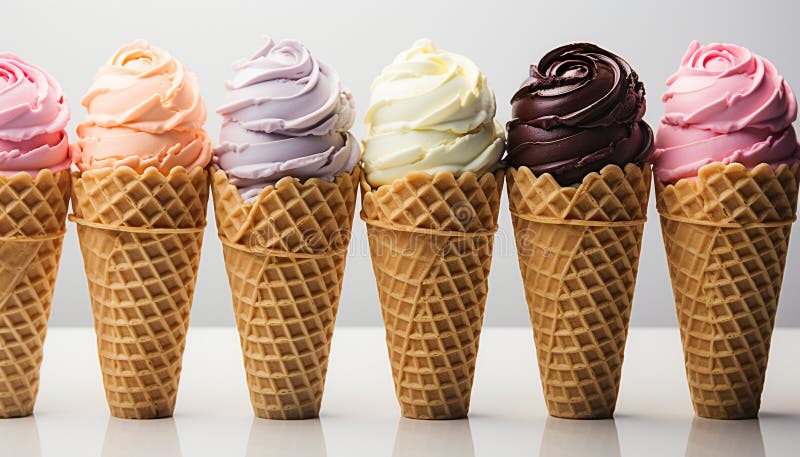 Gourmet Ice Cream Cones, a Sweet Summer Indulgence in Pink Generated by ...
