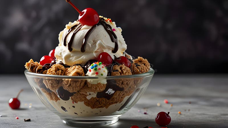 Gourmet Ice Cream Sundae with Chocolate Sauce, and Sprinkles Stock ...