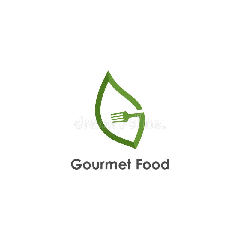 Gourmet Initial G with Fork and Leaf Logo Design Stock Vector ...