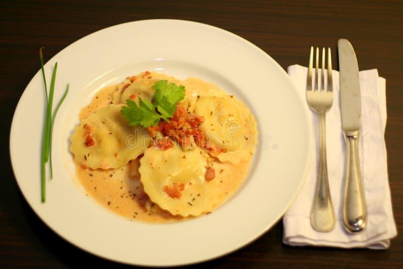Gourmet Italian ravioli stock photo. Image of dine, knife - 12565252