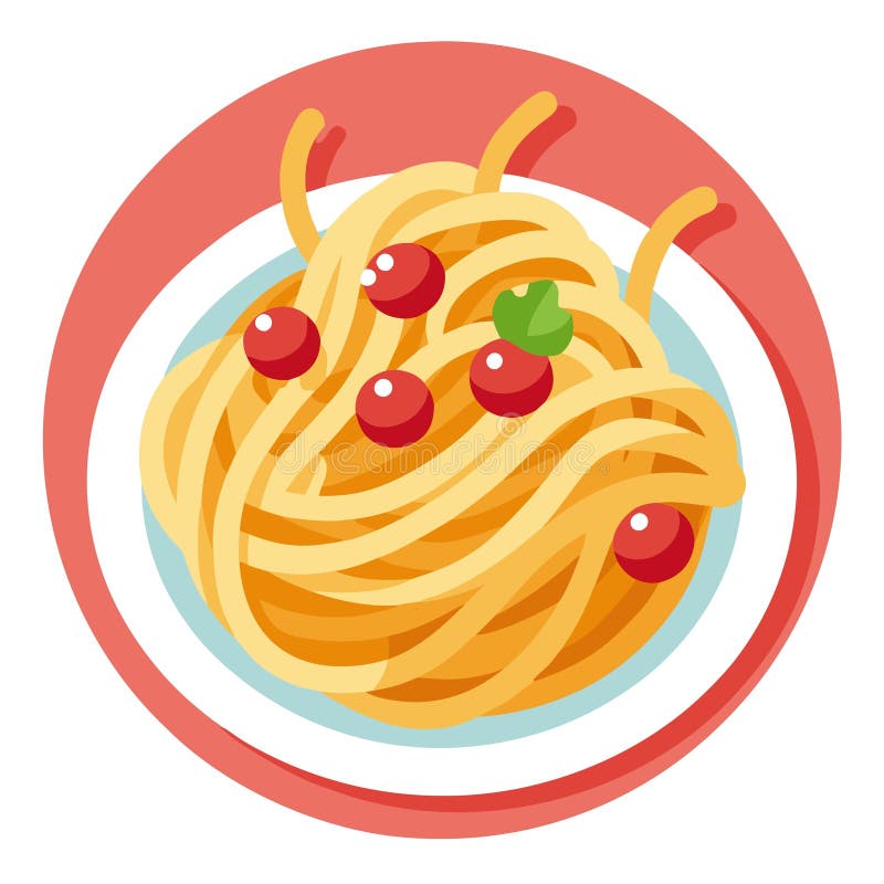 Gourmet Italian Spaghetti Pasta with Cheese and Bacon Bits Stock Vector ...