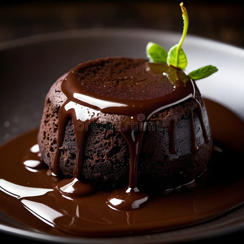Gourmet Lava Cake Highlighted on Dark Backdrop Stock Image - Image of ...