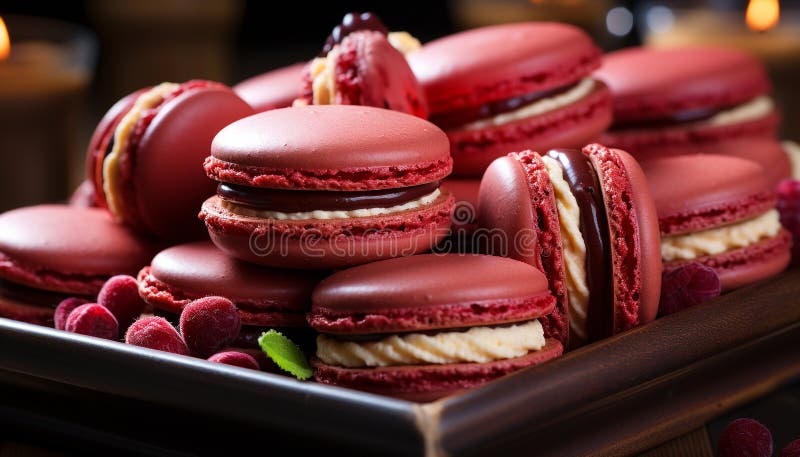 A Gourmet Macaroon Stack, a Sweet Indulgence on a Wooden Table ...