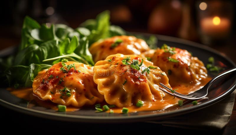 A Gourmet Main Course of Steamed Chinese Dumplings with Pork Generated ...