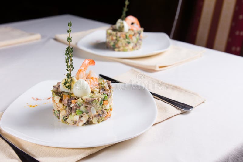 Gourmet Main Course on White Plate Stock Image - Image of diet, dine ...