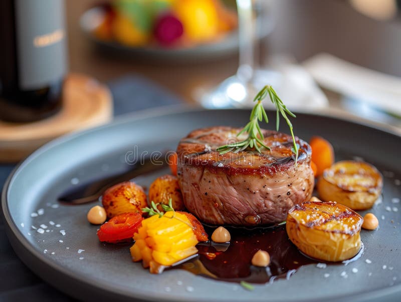 A Gourmet Meal in a Fancy Restaurant. Fine Dining Concept Stock ...