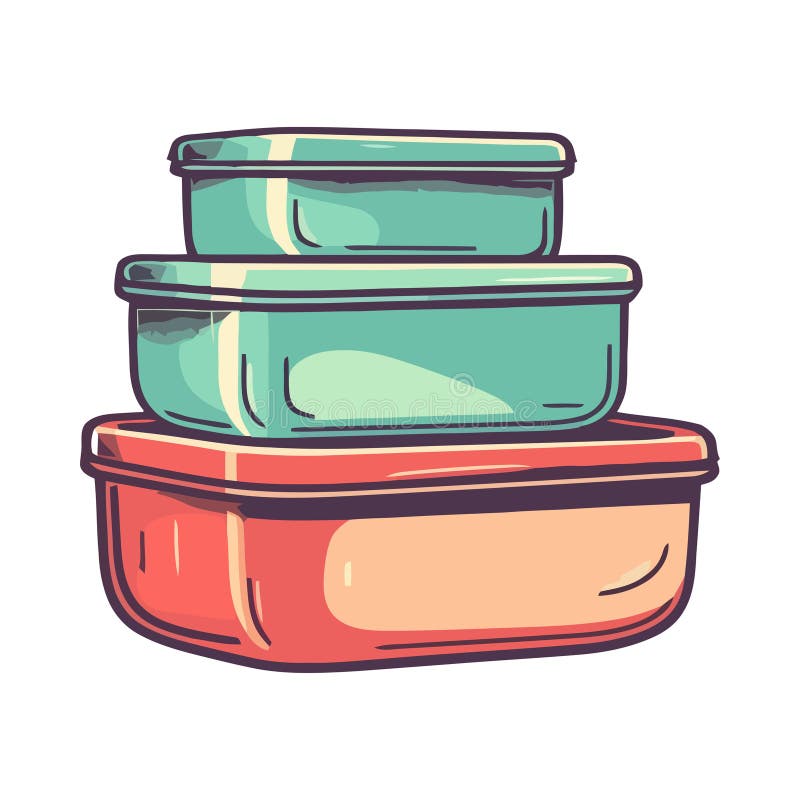 Gourmet Meal in Plastic Container with Lid Stock Vector - Illustration ...