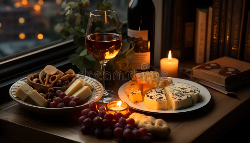 Gourmet Meal, Wine Bottle, Candlelight, Celebration Luxury Indulgence ... Gourmet Meal, Wine Bottle, Candlelight, Celebration Luxury Indulgence ...