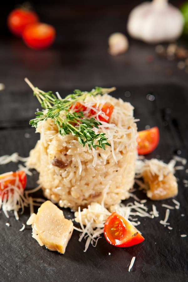 Gourmet Mushroom Risotto stock image. Image of food, dark - 73077617