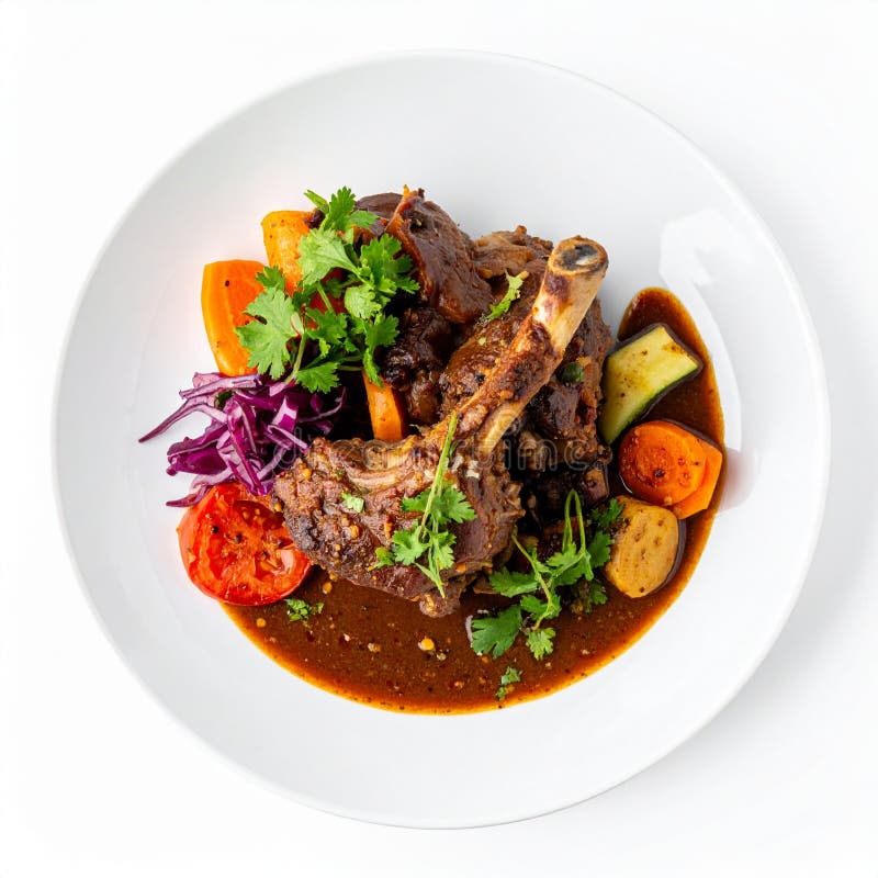 Gourmet Mutton Dish with Fresh Herb Accents Stock Illustration ...