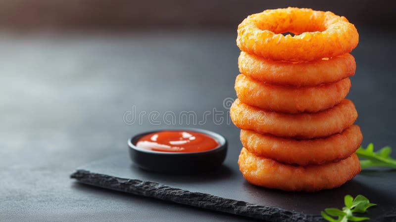 Gourmet Onion Rings Artfully Stacked: a Culinary Delight Stock Image ...