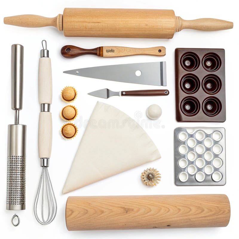Gourmet Pastry Chef Tools Set Isolated on White Background Stock ...