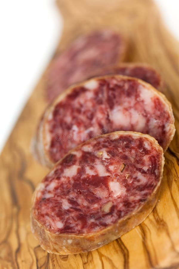 Gourmet Pepper Salami with Garlic Stock Image - Image of closeup ...
